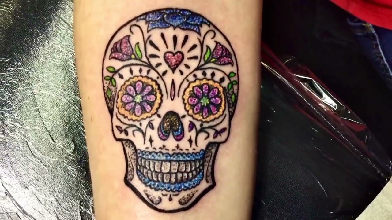 Glitter Sugar Skull Tattoo