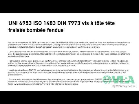 UNI 6953 ISO 1483 DIN 7973 vis à tôle tête fraisée bombée fendue
