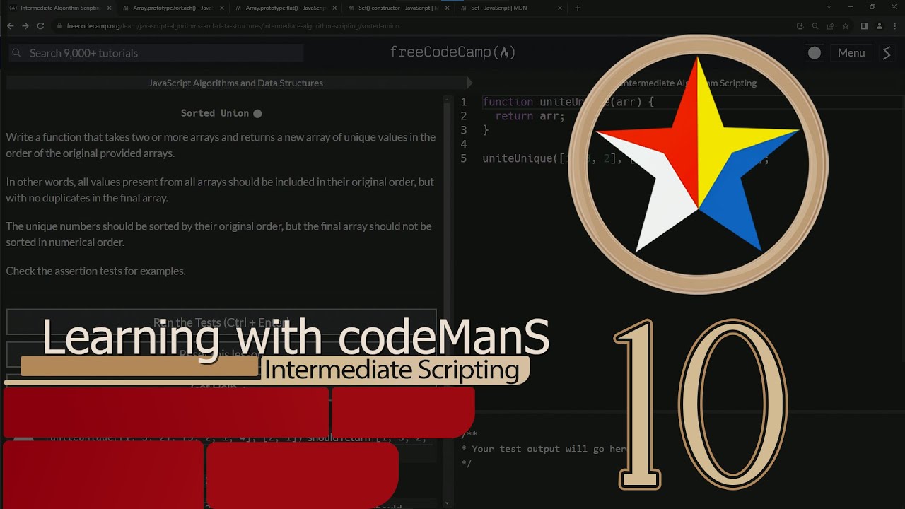 Sorted Union | Intermediate Algorithm Scripting | freeCodeCamp