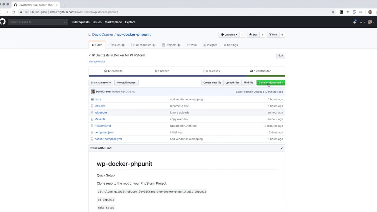 WP PHPUnit Docker PhpStorm