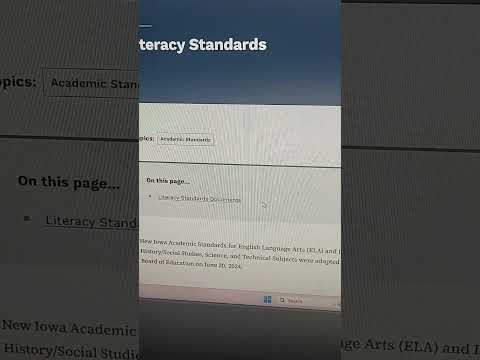Iowa Literacy Standards Mini Tutorial