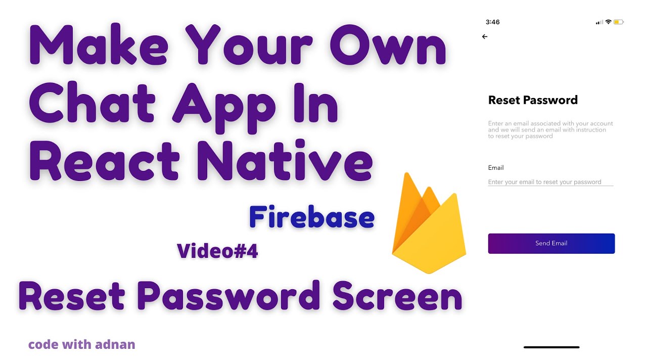React Native Chat App | Reset Password Screen | Android and IOS With Firebase Real Time Database