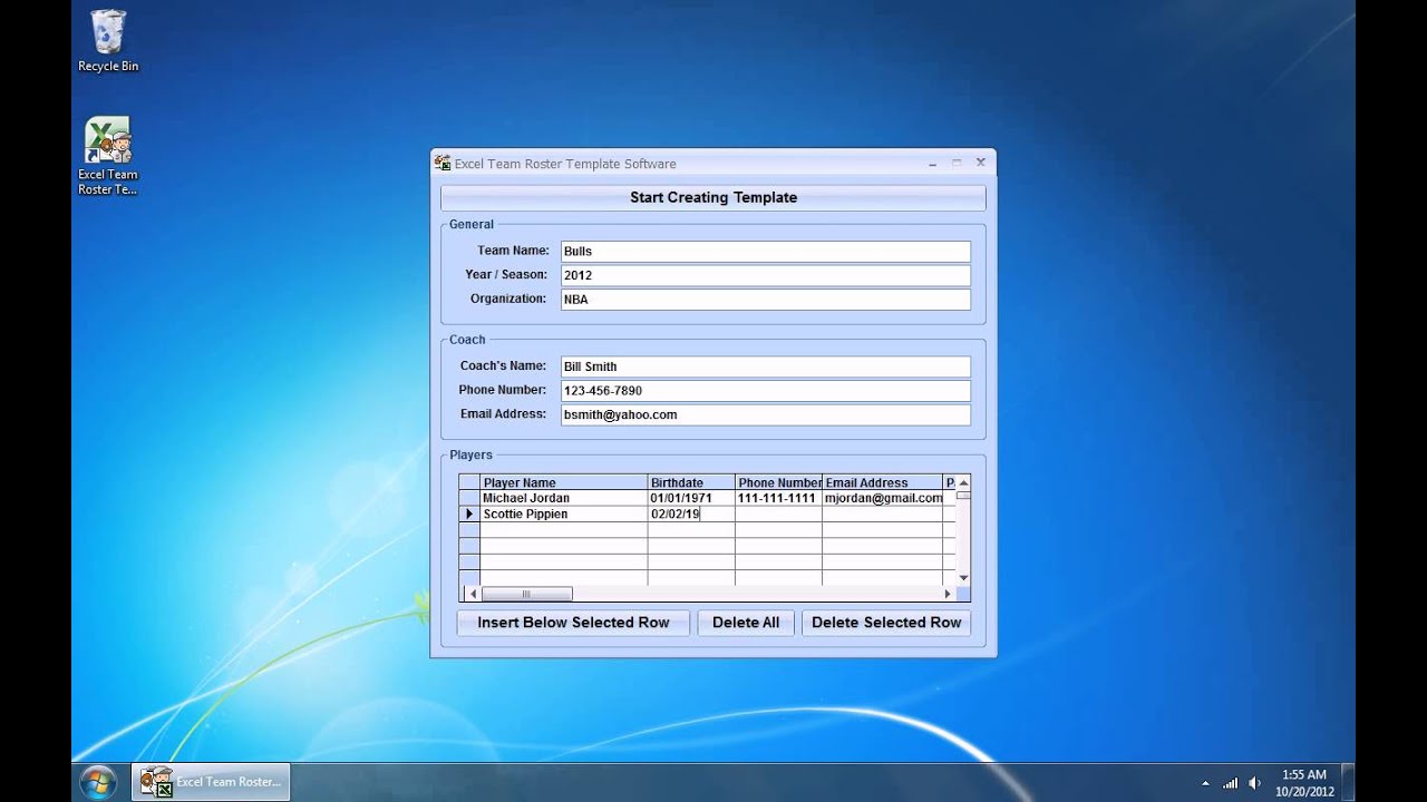 How To Use Excel Team Roster Template Software