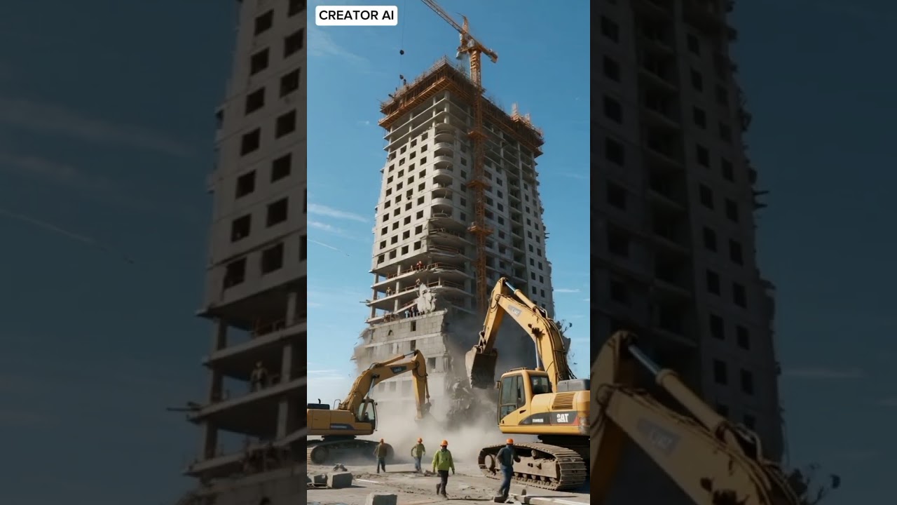 footage of the seconds before a multi-storey building collapsed👷🚧 #construction #broken #shorts