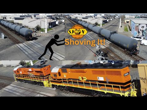SJVR Shoving it, Van Ness Arch Fresno CA, Conductor On The Point.
