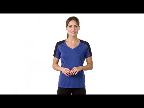 Sport-Tek® Ladies PosiCharge® Competitor™ Sleeve-Blocked V-Neck Tee LST354