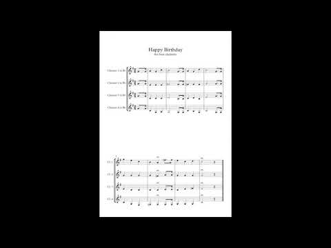 Happy Birthday for four clarinets with sheet music