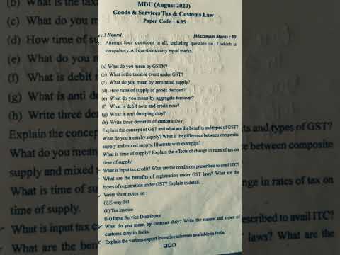 GST Question Paper (2020) #bcom #class #exam