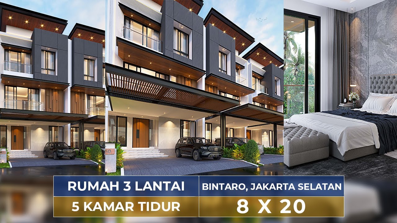 Desain Townhouse Modern 3 Lantai Bapak HRN 1409 (Tipe 8x20)