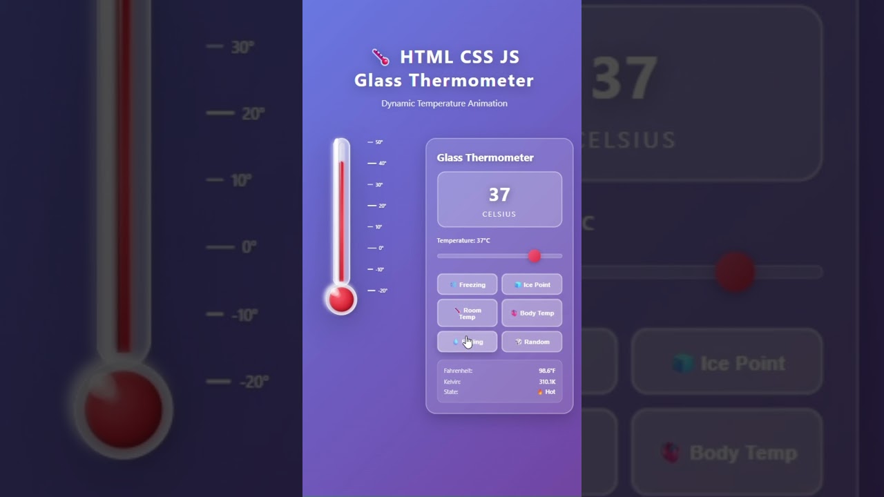 Code a Dynamic Glass Thermometer Animation | HTML CSS JS!
