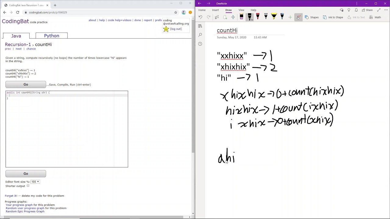 Recursion - 1 (countHi) Java Solution || Codingbat.com
