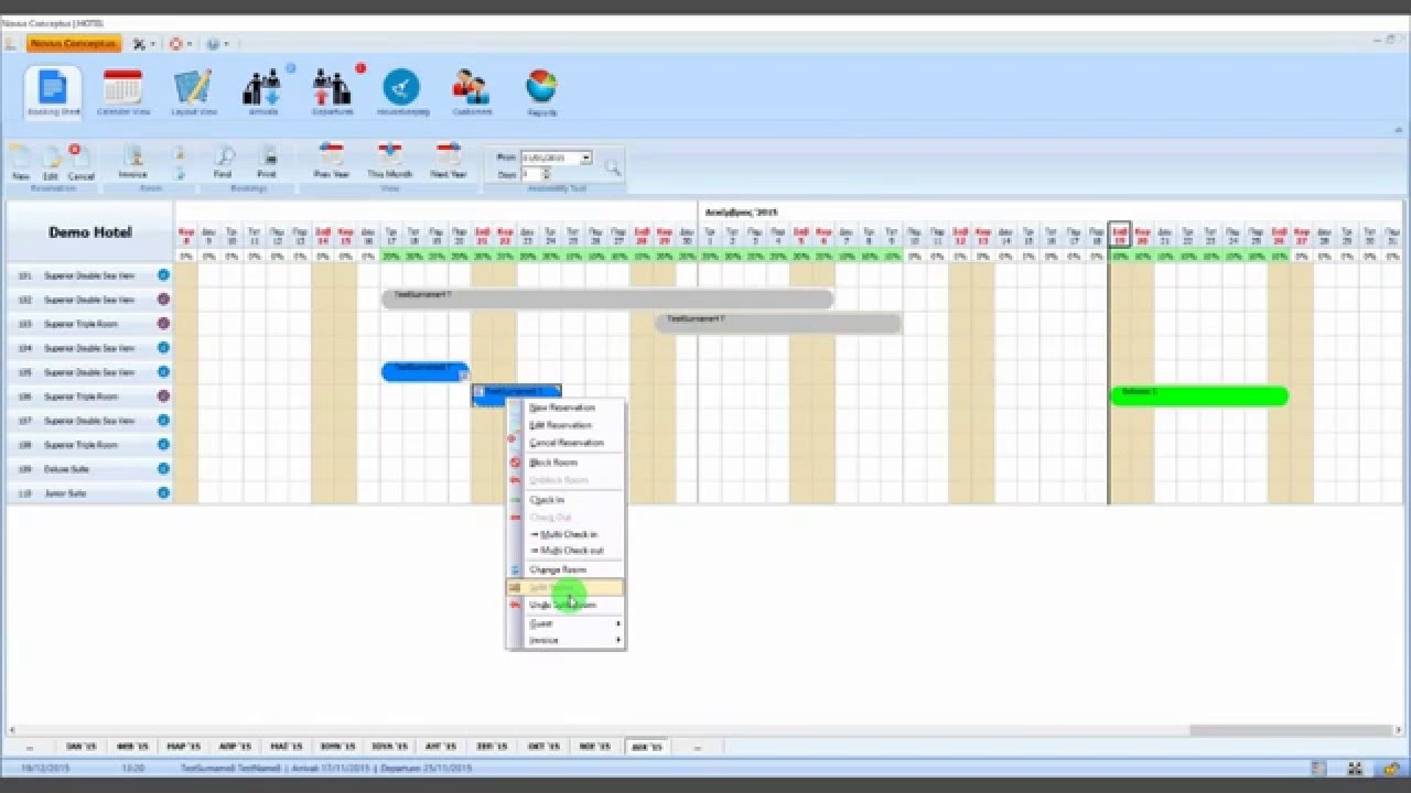 How to split / un-split a Reservation in Novus Conceptus PMS Hotel Reservation Software