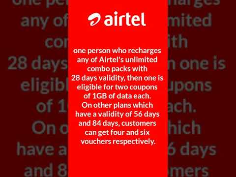 Free 6GB Data coupons for airtel users with these prepaid plan. shorts