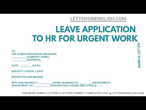 Application For Casual Leave – Sample Casual Leave Application to HR for Urgent Work