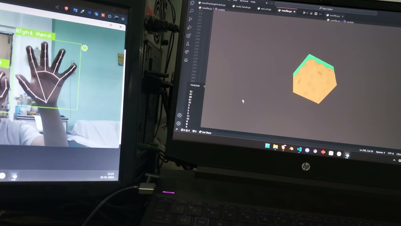 Controlling 3D models with hand tracking #opencvpython #computerscience #python