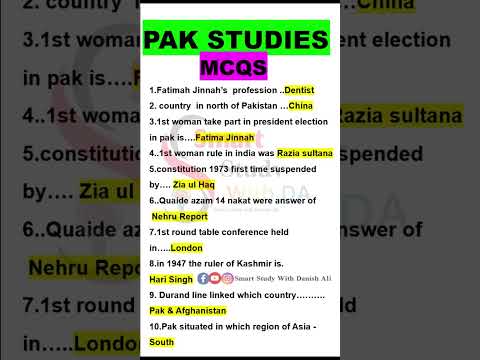 pak studies mcqs #gk #pakmcqs