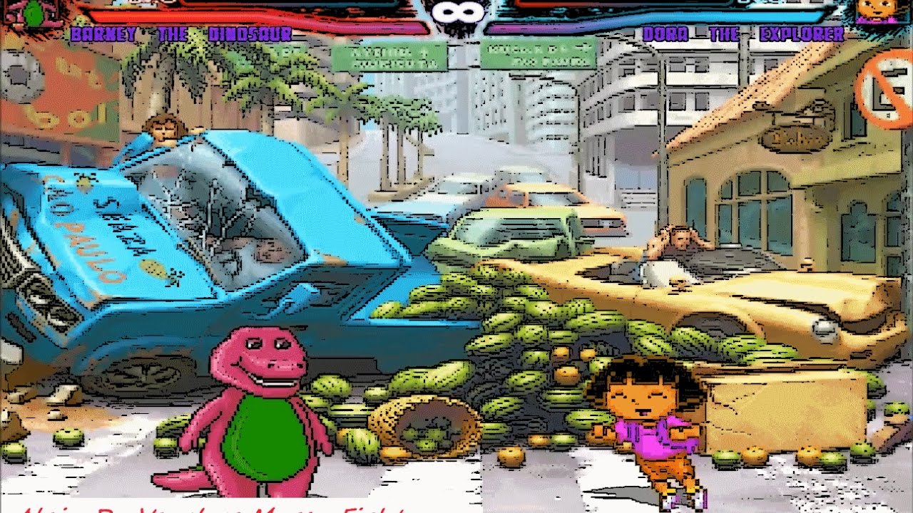 Mugen : Barney The Dinosaur Vs Dora The Explorer (My Battle)..