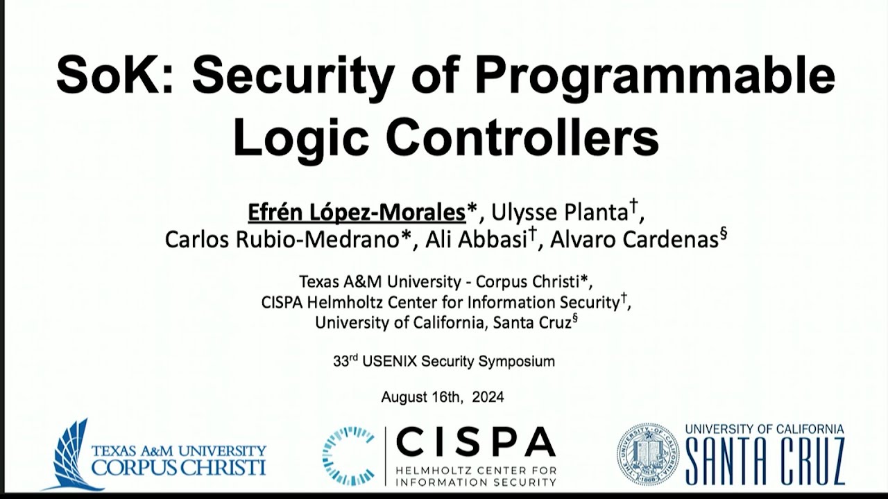 USENIX Security '24 - SoK: Security of Programmable Logic Controllers