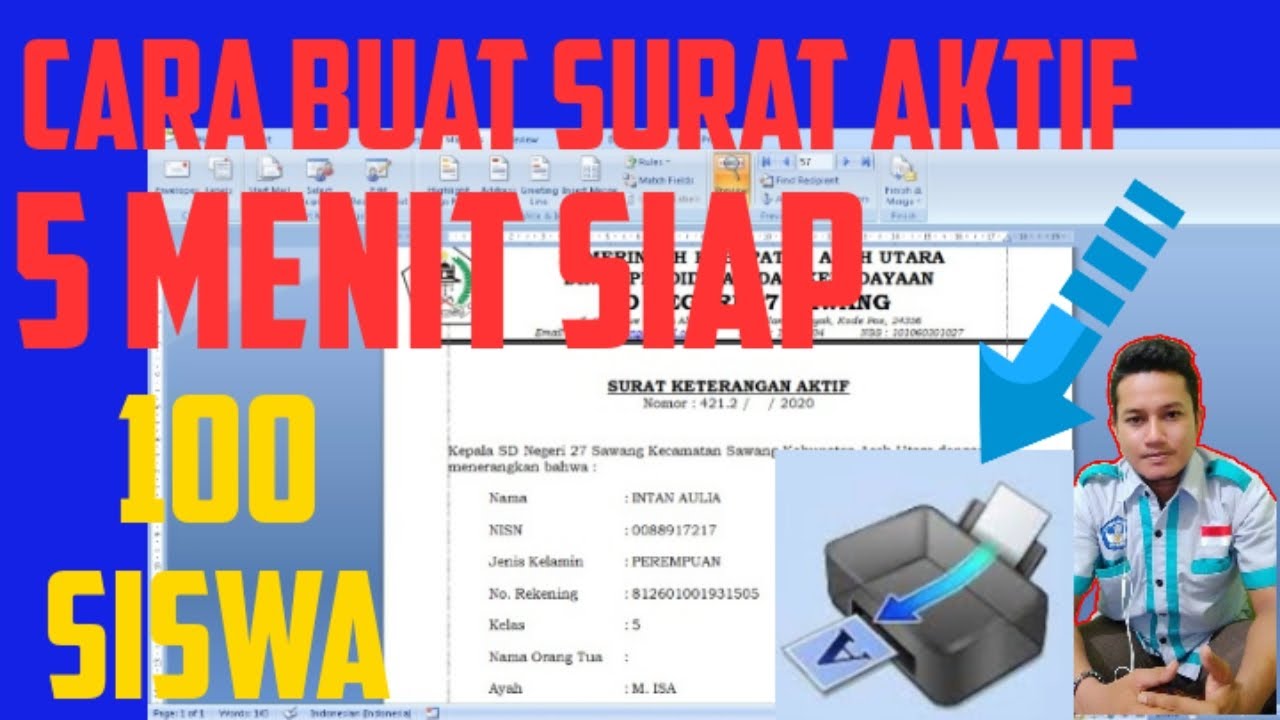 Cara Buat Surat Aktif Siswa Dalam 5 Menit Siap 100 Orang || Tutorial Ketik Surat Aktif Siswa 2020