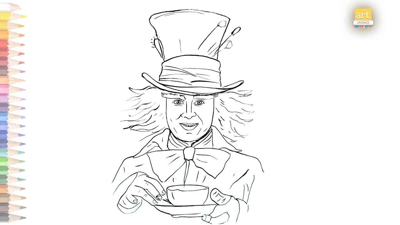 The Mad Hatter drawing easy ||How to draw  the Mad Hatter drawing step by step
