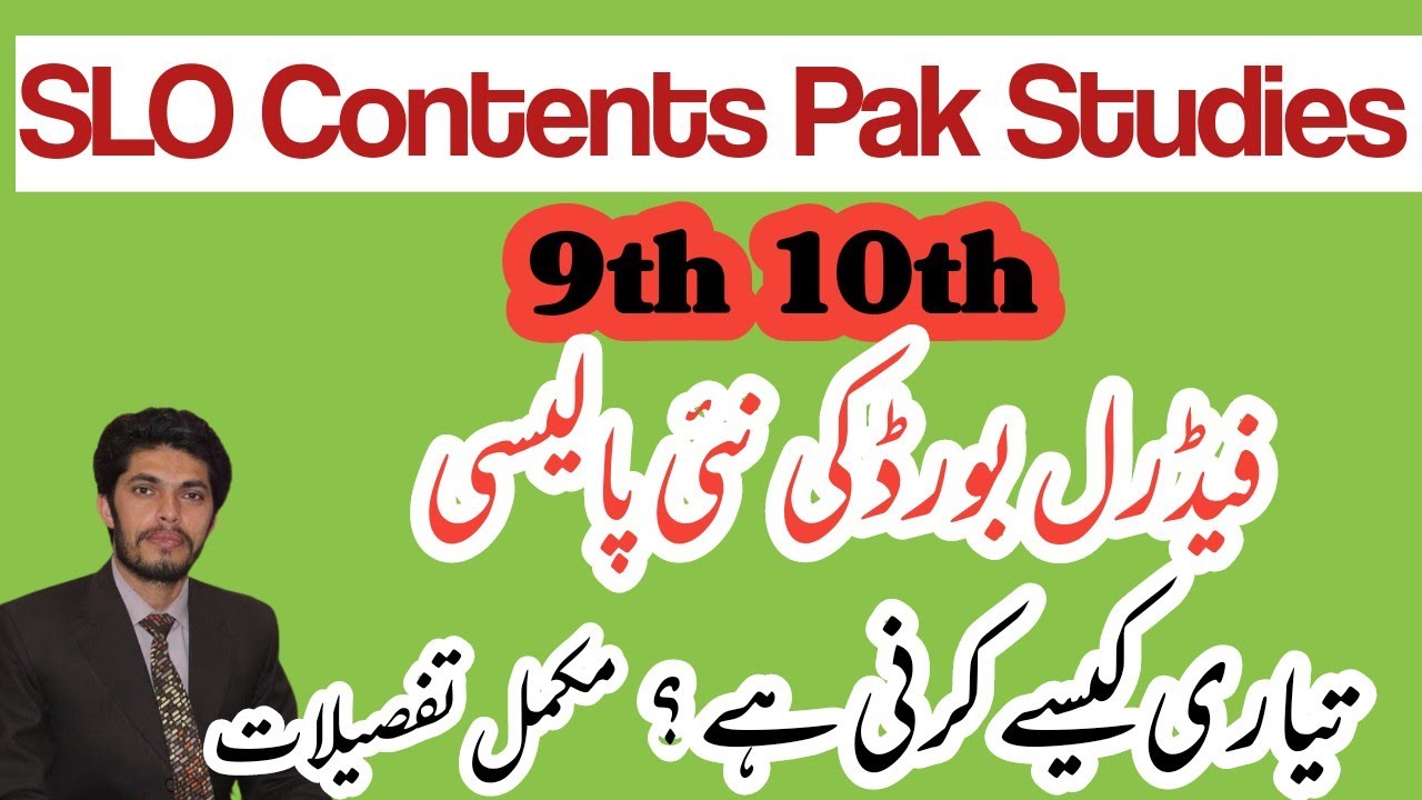 SLO Content Pak Studies 9th 10th New Syllabus Pak Studies 2023 Fbise