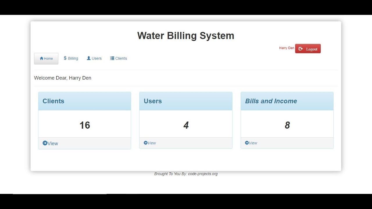 Water Billing System In PHP With Source Code | Source Code & Projects