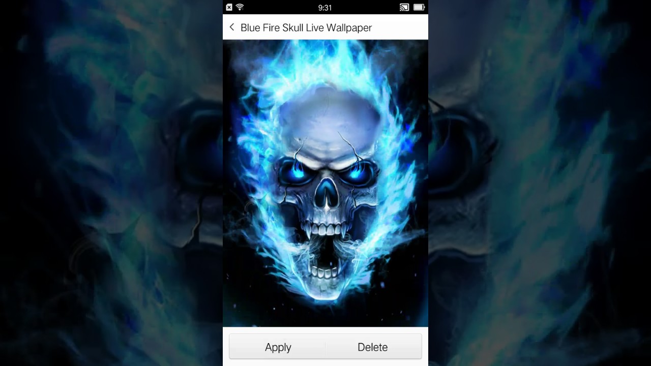 blue fire skull live wallpaper video