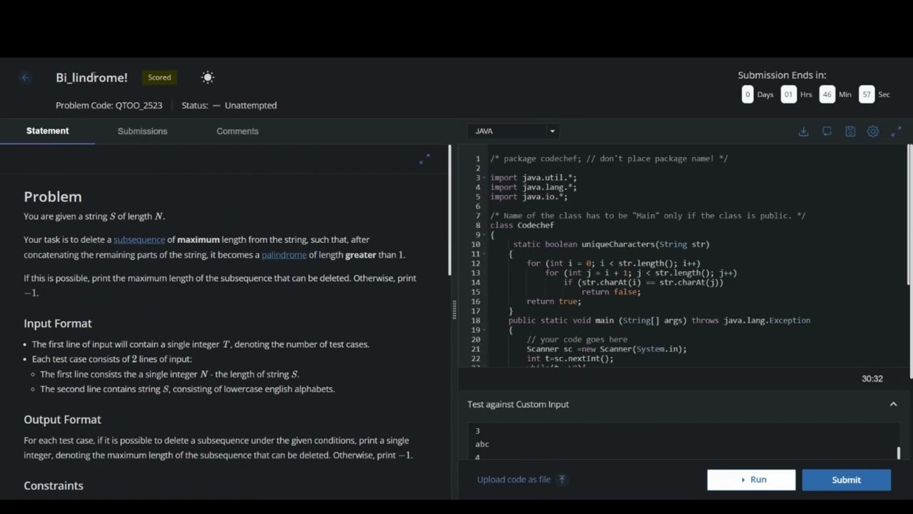 Bi_lindrome | Codechef | Coding Contest | JAVA | CodeGood