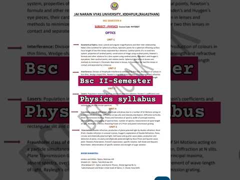 Bsc physics 2 semester Syllabus#jnvu ,#jnvusyllabus,#jnvu2ndsemester,#bsc