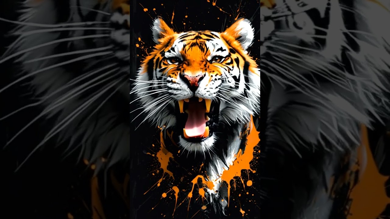 Painted Tiger Roar! (free local ai: SDXL+WAN) #aiart #aidesign #art #ai #aivideo #tiger #roar