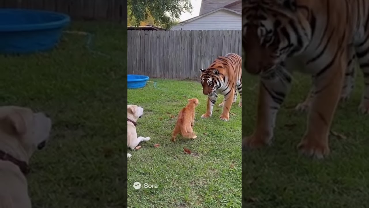Gato VALIENTE Enfrenta a un TIGRE para Salvar a su Amigo Perro 😱🐱