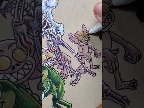Hopkinsville Goblins - Drawing Cryptids as Vintage Cartoons #shorts #art #hopkinsvillegoblin