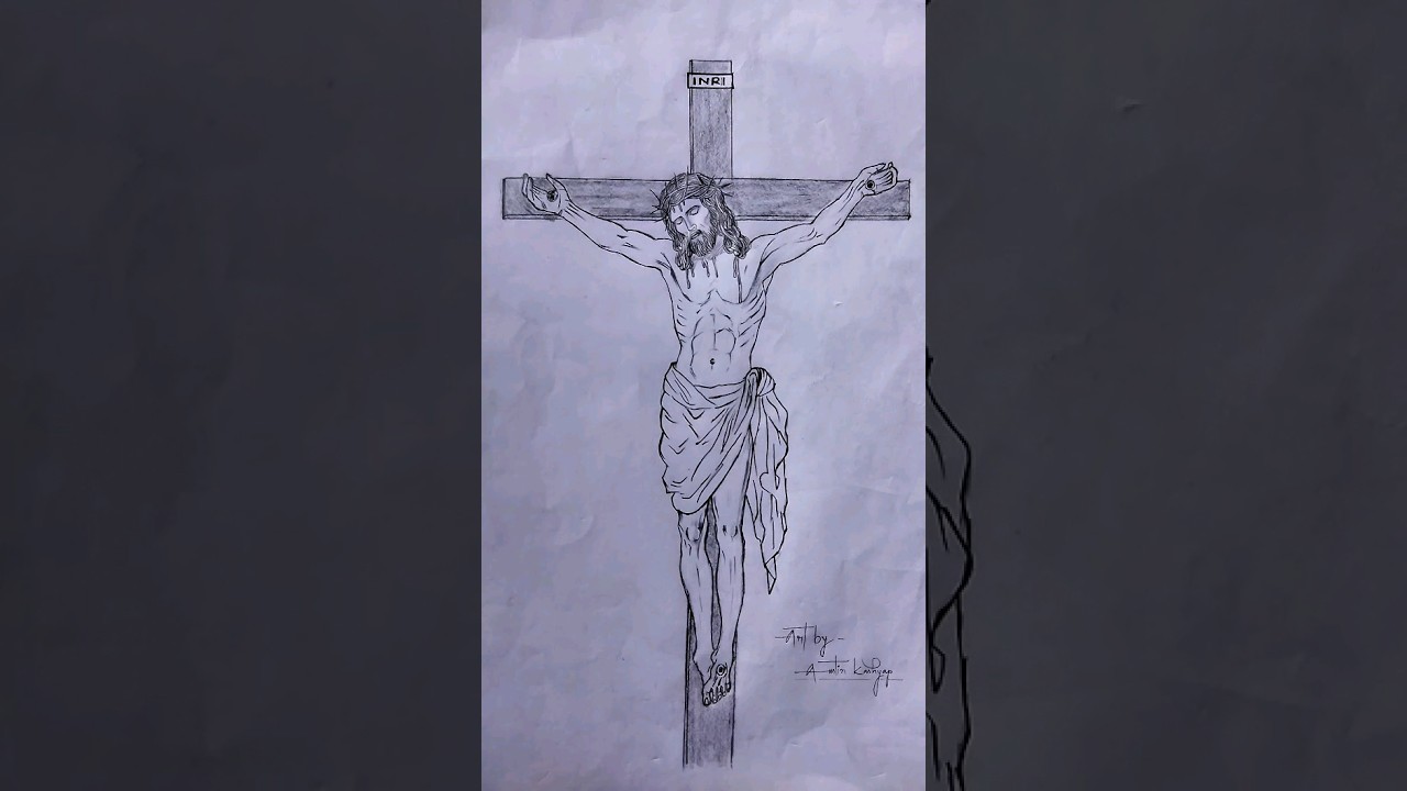 How to draw Jesus Christ on the cross with pencil✏ #shorts #jesus #pencildrawing