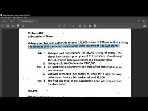 Subscription of shares