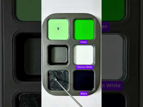 Guess the Color p23 | Green + Titanium White + Black #colormixing #asmr