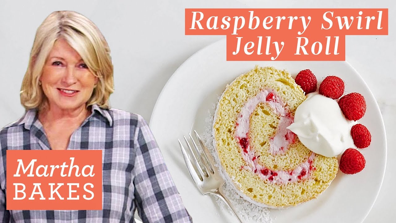 How To Make Martha Stewarts Raspberry Swirl Jelly Roll | Martha Bakes ...