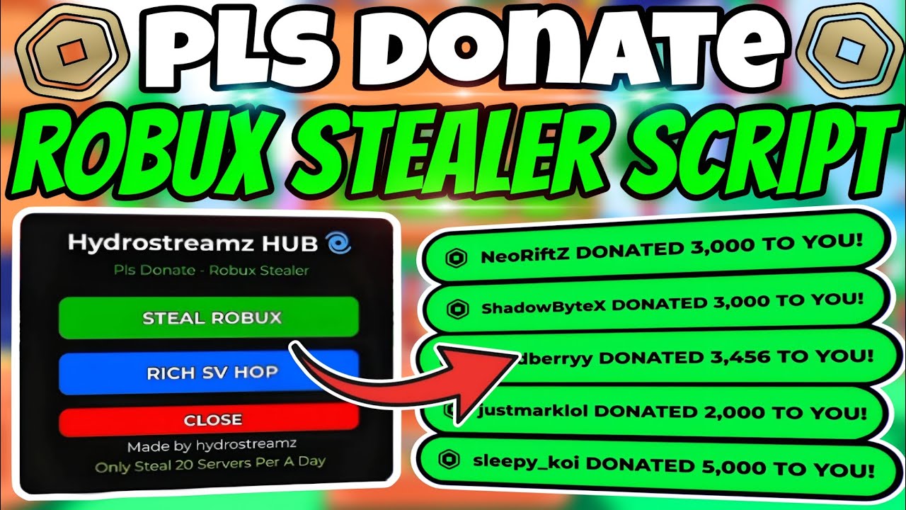 [BEST 🤑] Pls Donate Robux Stealer Script!🔥 | NEW UPDATE 2025 | KEYLESS | EASY TO USE | STEAL TO RICH