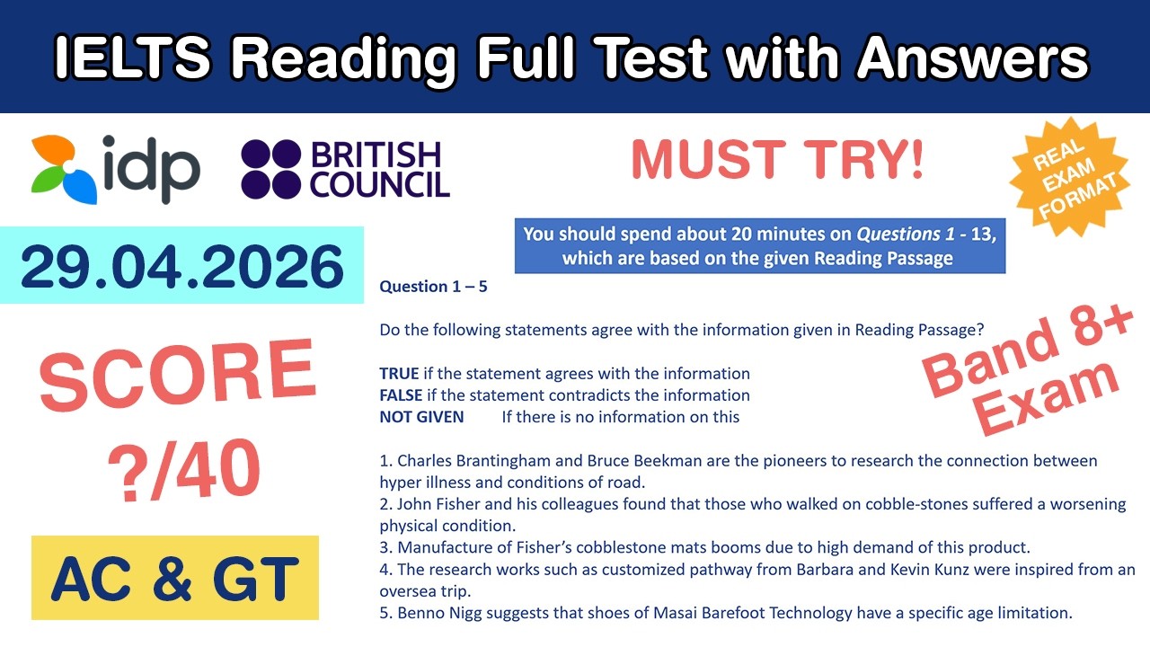 IELTS Reading Practice Test with Answers 29.04.2026 - Test #167