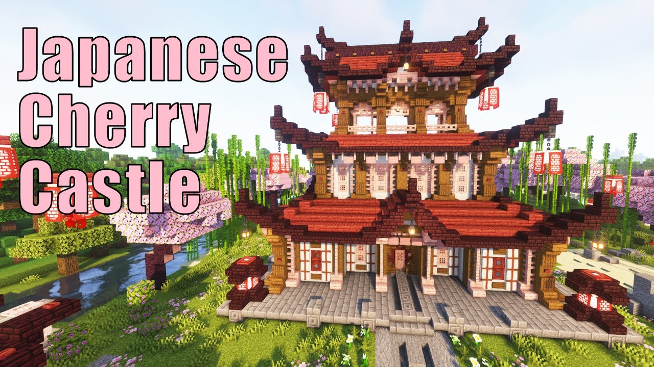 Minecraft Japanese Cherry Castle | Japanese Temple Build Tutorial - Minecraft Builders