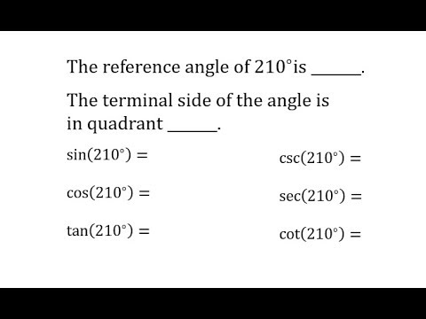 Find 6 Trig Function Values of 210 Degrees (Reference Triangle and Unit ...
