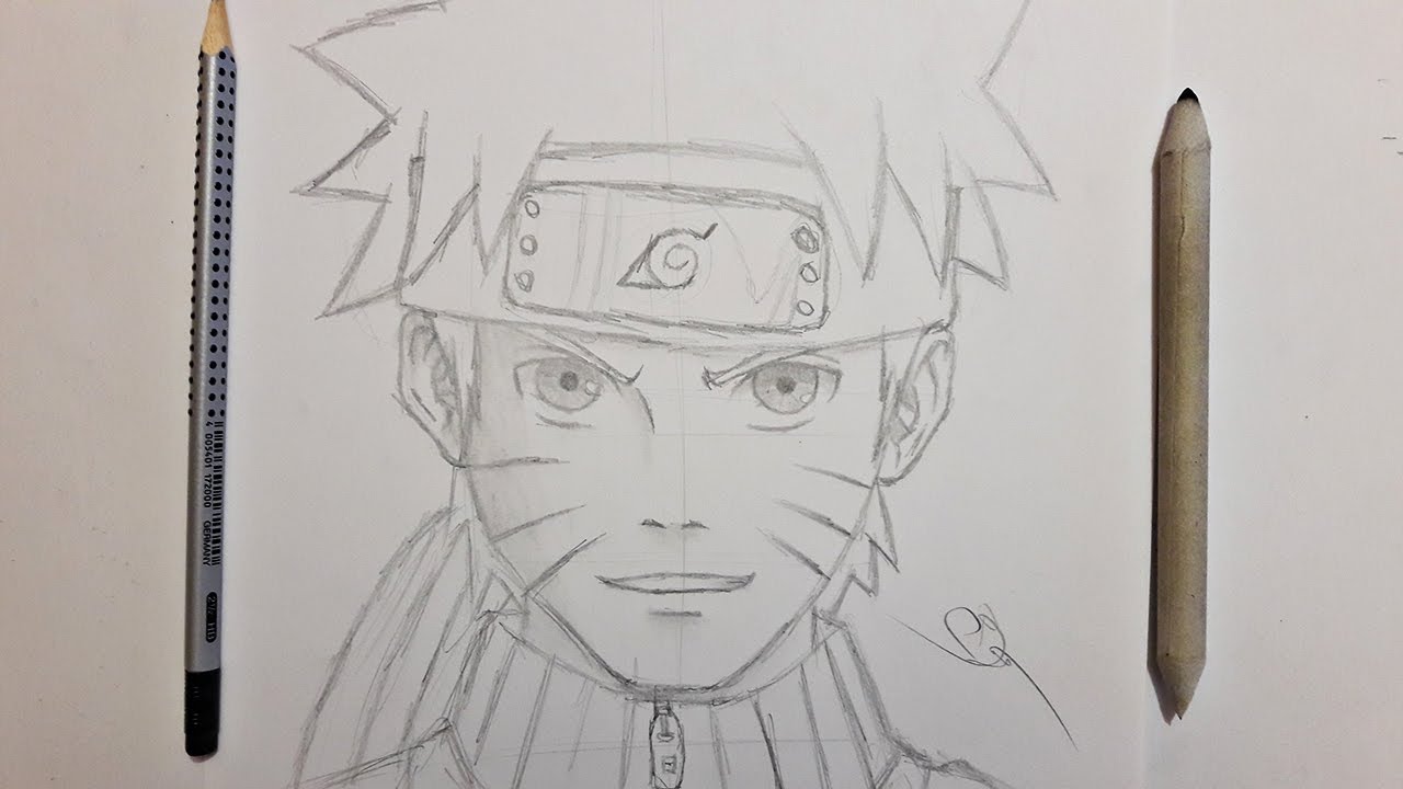 Speed Drawing Naruto with my LEFT HAND || Naruto