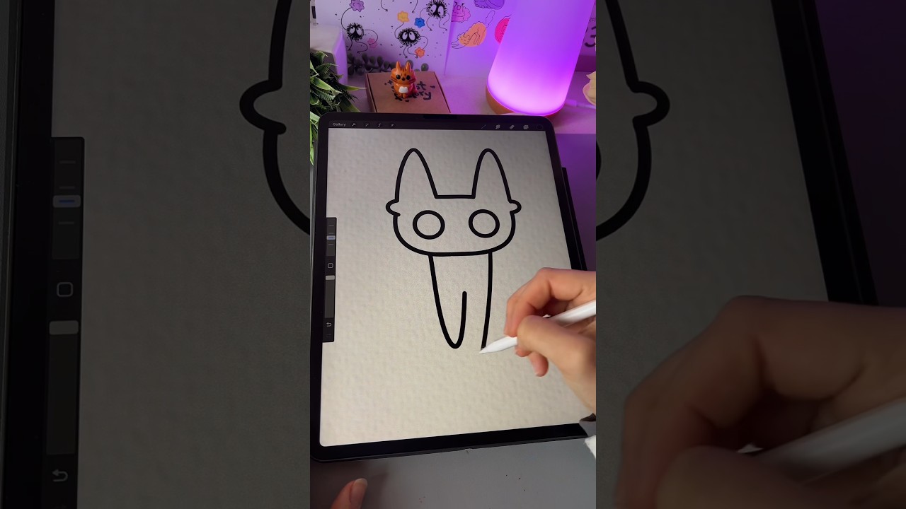 EASY CUTE CAT TUTORIAL #arttutorial #howtodraw #procreate