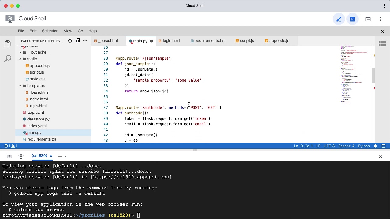 Validating Token and Creating Sessions for Google App Engine (Python 3)