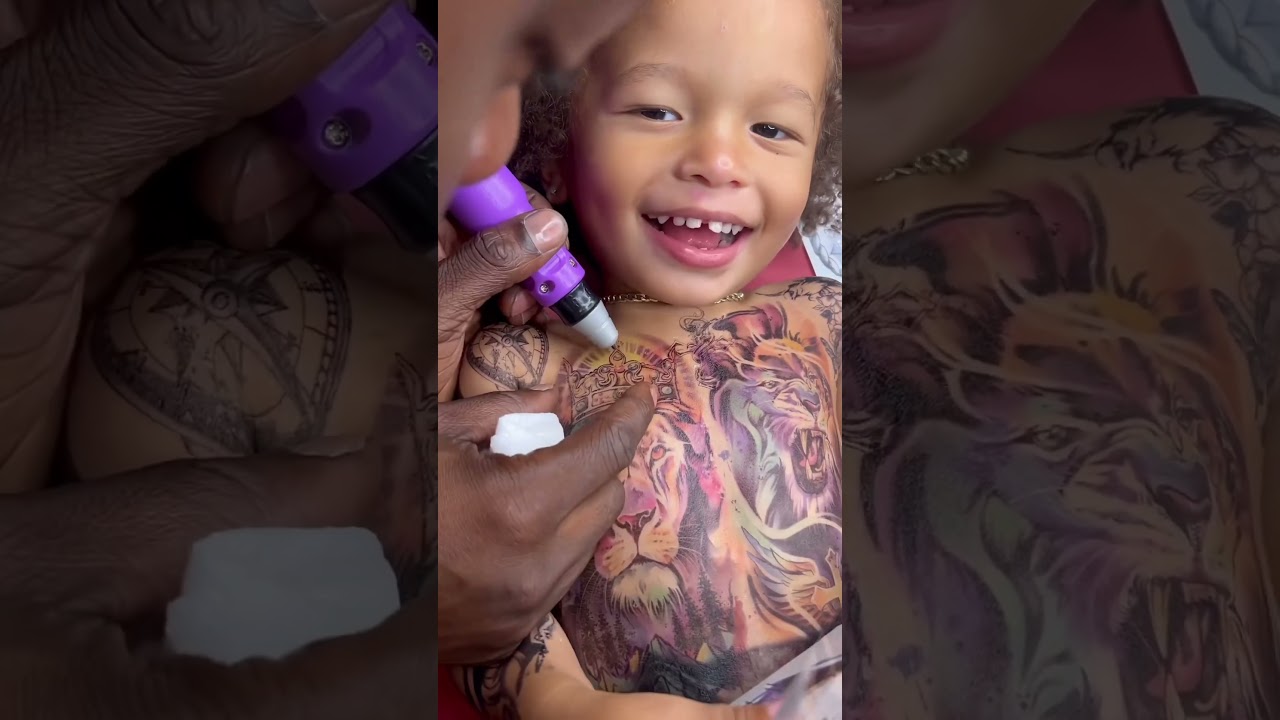 Dad gets Son Entire Body Covered in tattoos.. #shorts