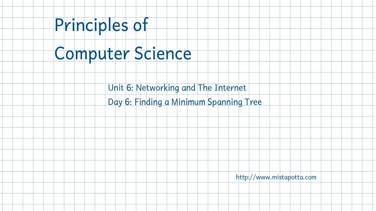 CS Principles - Unit 6 Day 6 - Minimum Spanning Trees