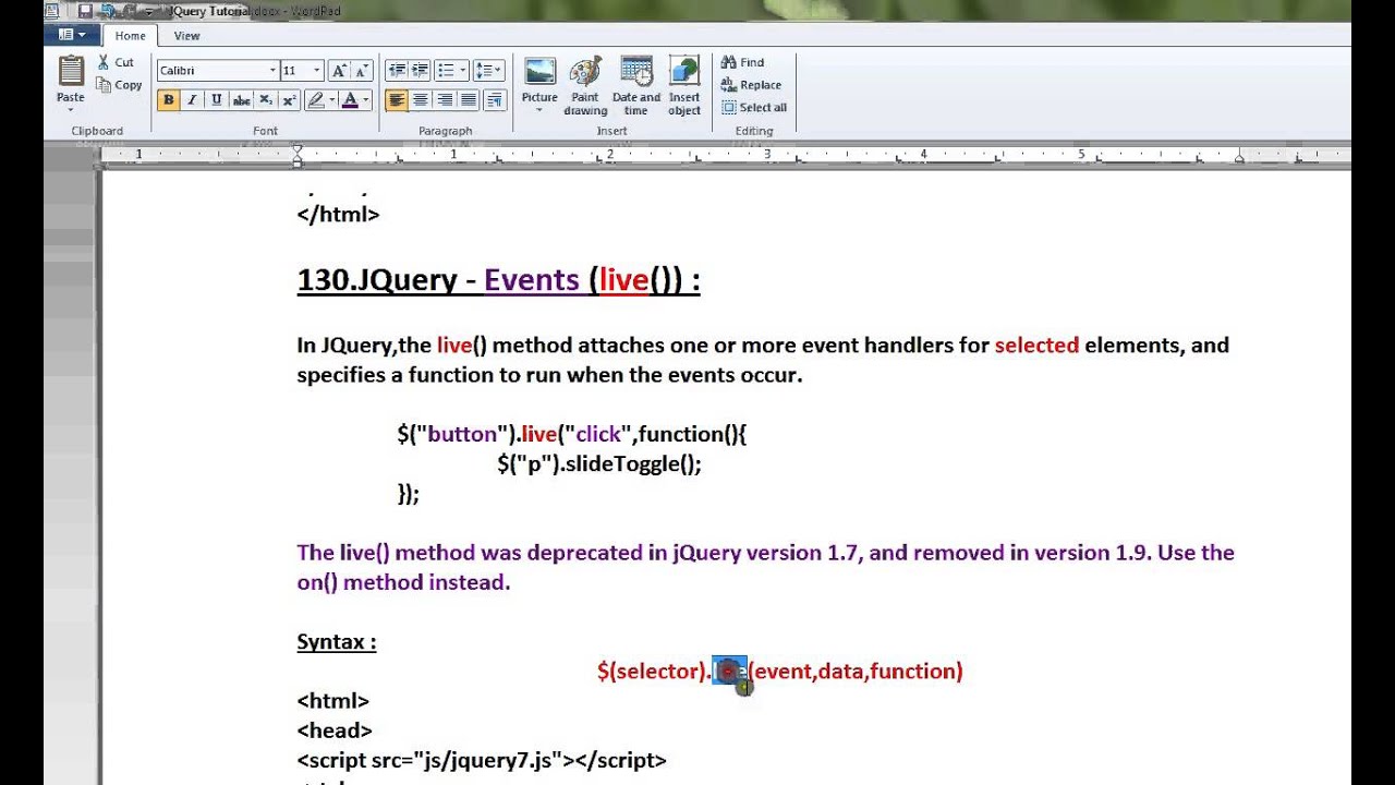 LIVE METHOD IN JQUERY   DEMO