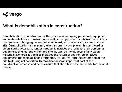 Demobilization in Construction Explained