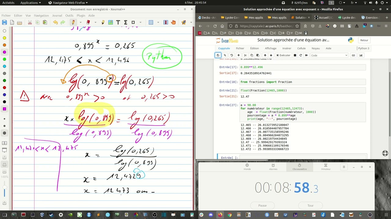 Résolution numérique d'une équation avec un petit code écrit en Python