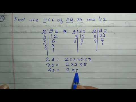 Find the H.C.F of 24, 30 and 42 by trick