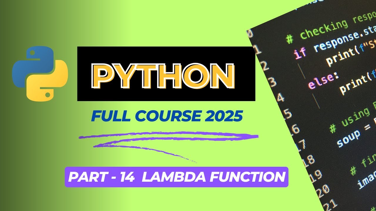 Lecture 14 : Lambda Functions in Python | Master Anonymous Functions with Examples